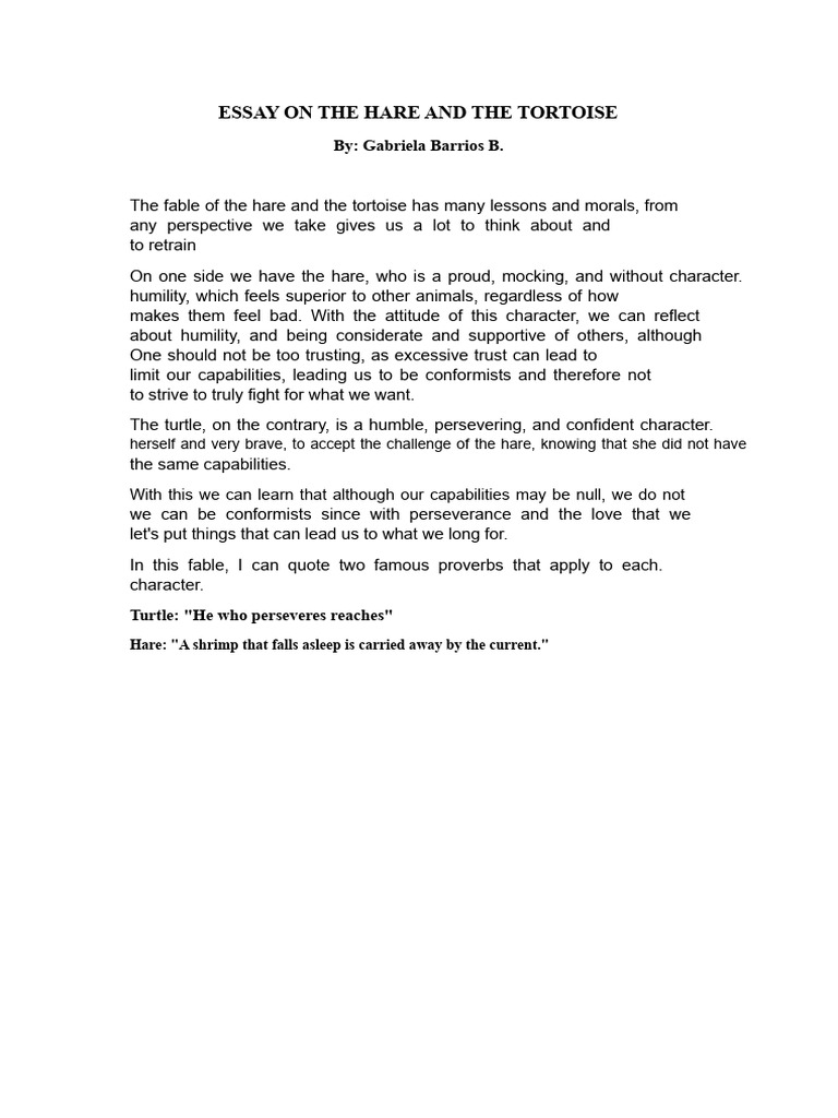 Lessons from the Hare and Tortoise Fable | PDF