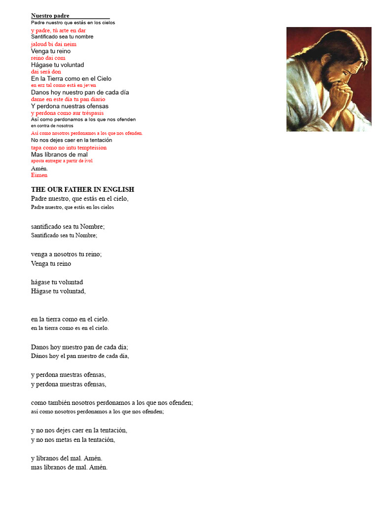 Padre Nuestro: Texto y Traducción | PDF