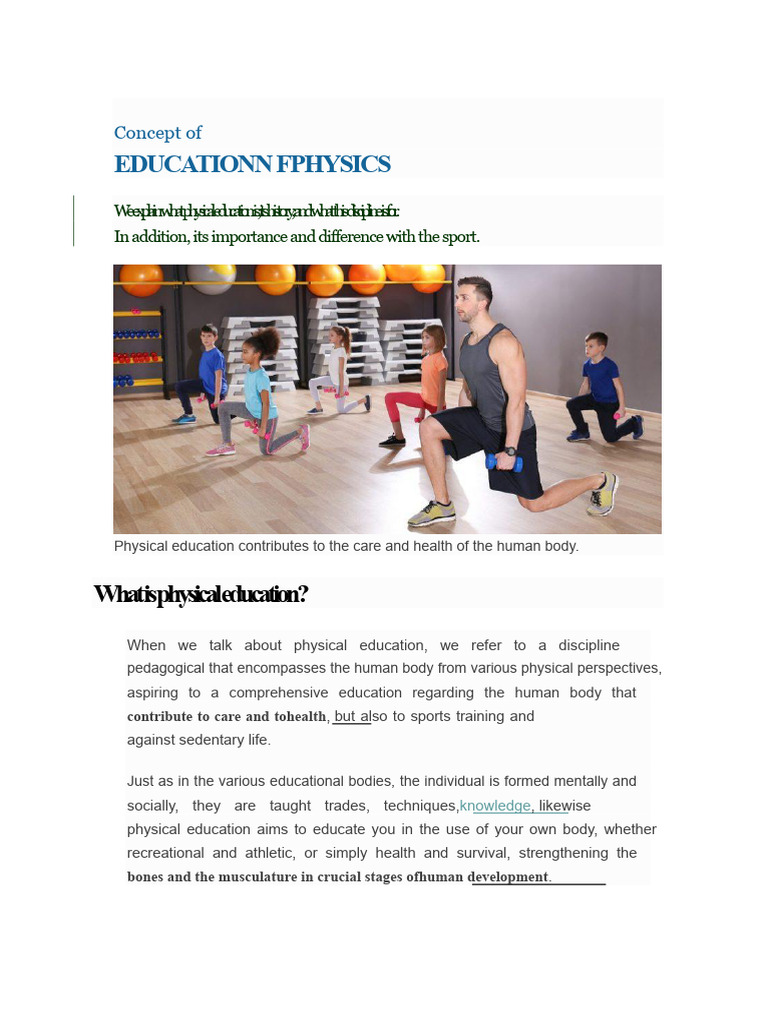 Concept of Physical Education: What It Is and What It Is For. | PDF ...