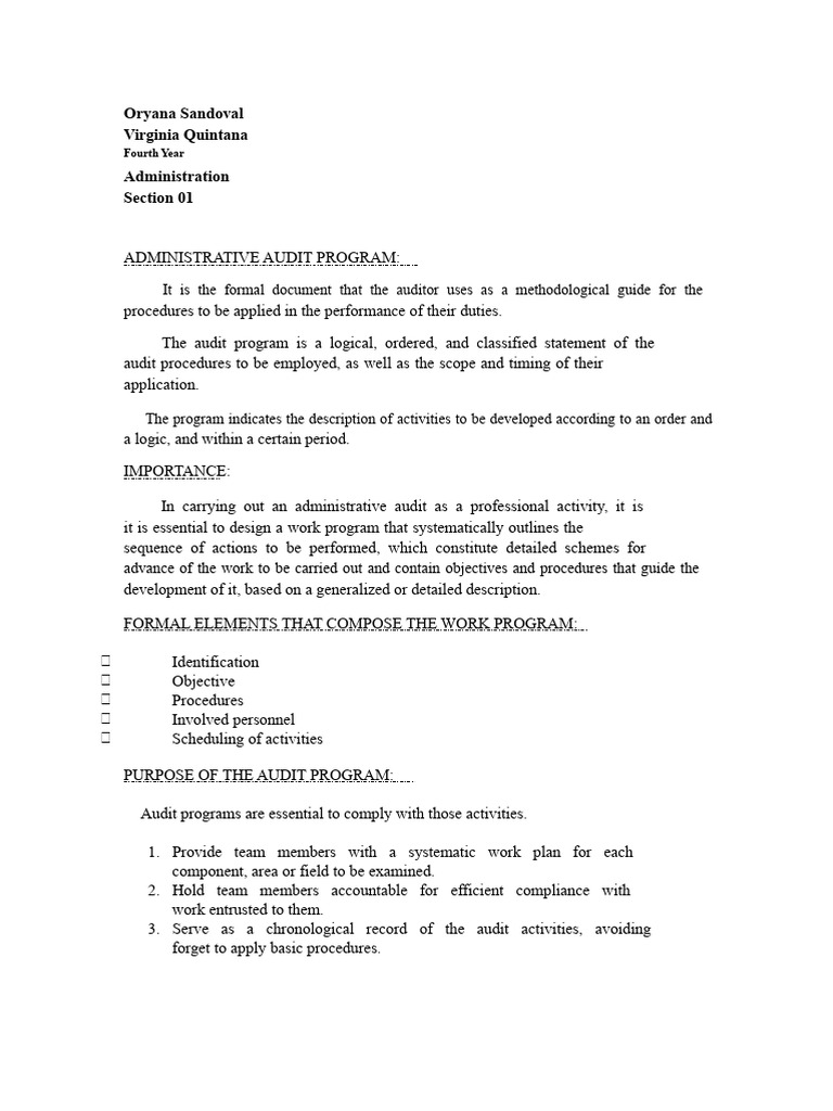 Administrative Audit Program | PDF | Audit | Evaluation