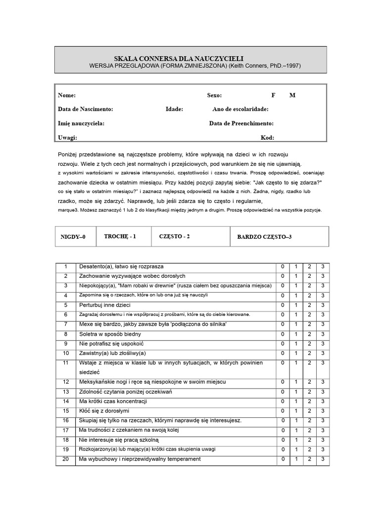 Skala Connersa | PDF
