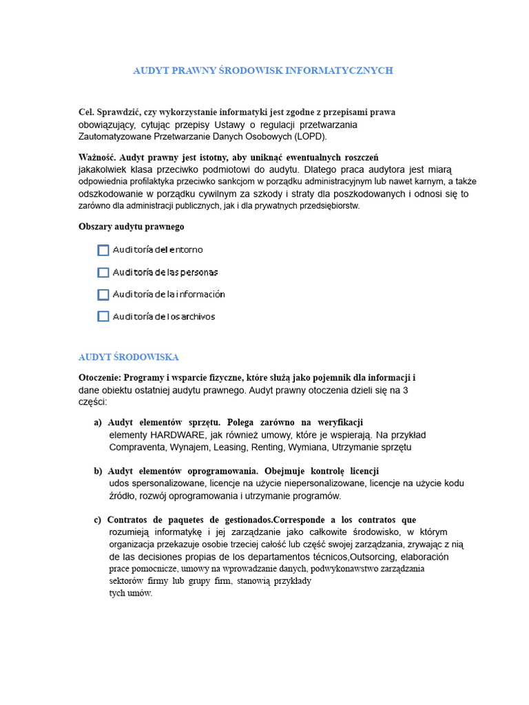 9-Audyt Prawny Środowisk Informatycznych | PDF