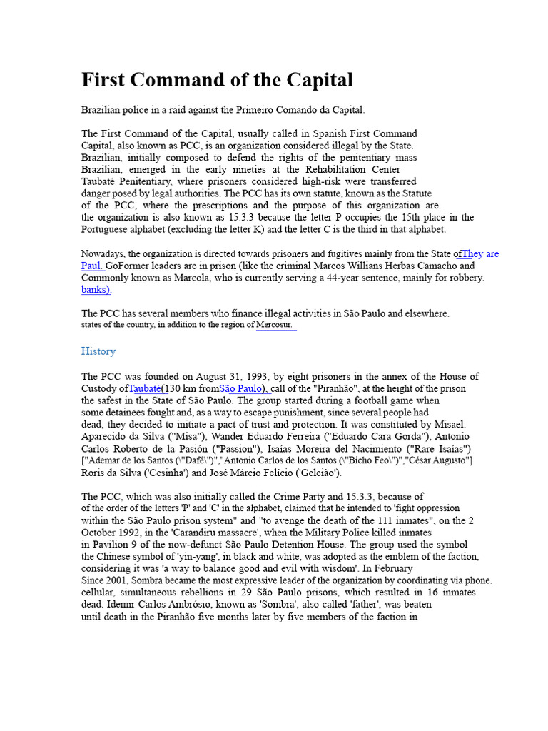 First Command of The Capital | PDF | Crimes | Crime & Violence