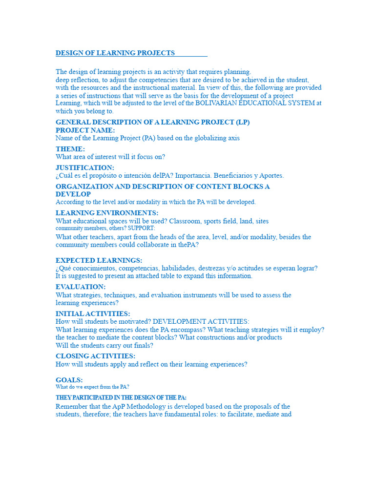 Designing Effective Learning Projects | PDF | Learning | Teachers