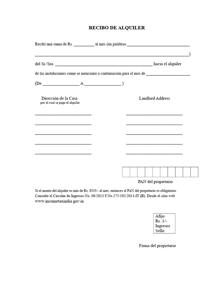 Recibo de Alquiler Mensual Detallado | PDF
