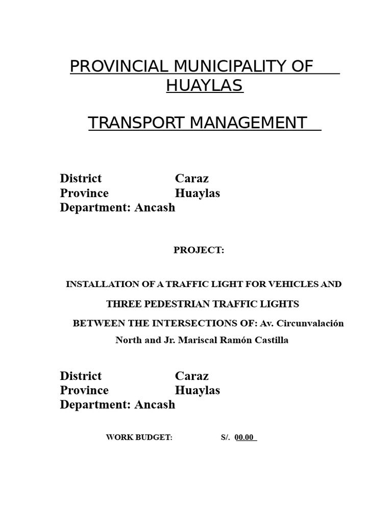 Traffic Light Installation in Caraz | PDF | Traffic Light | Traffic