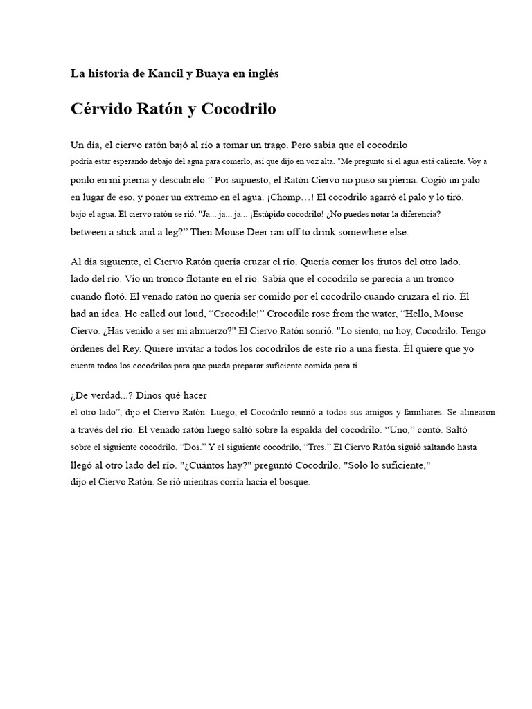 The Story of The Mouse Deer and The Crocodile | PDF