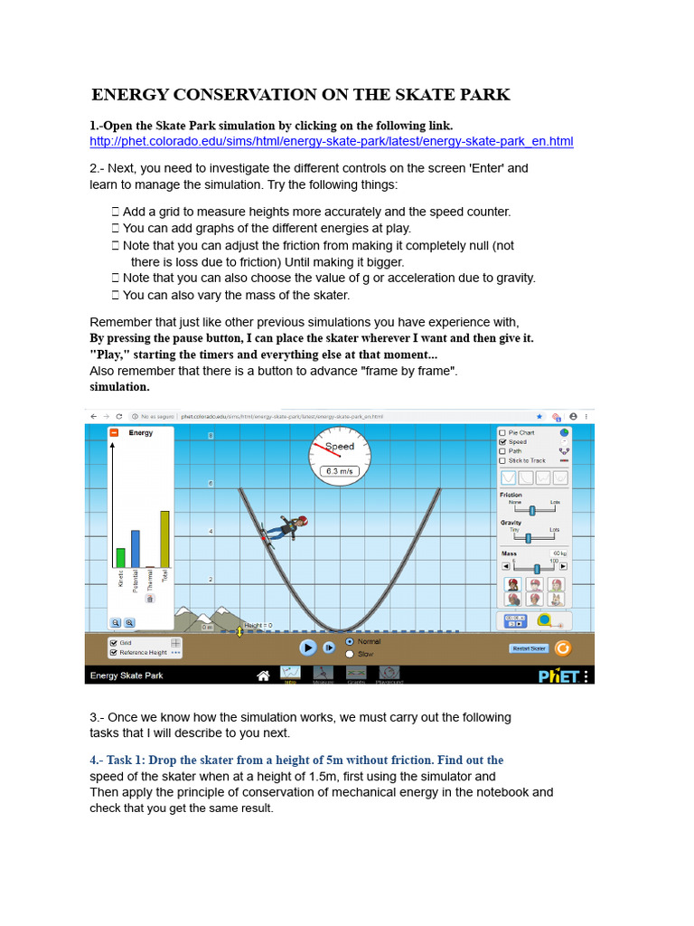 Energy Conservation On The Skate Park | PDF | Friction | Force