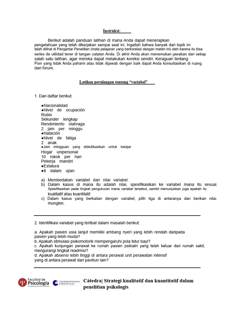 Panduan Latihan Variabel dalam Penelitian | PDF