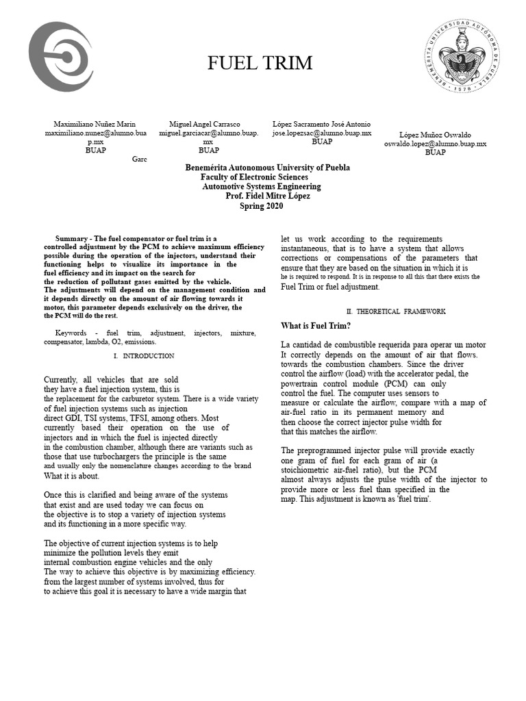 Understanding Fuel Trim in Engines | PDF | Fuel Injection | Throttle