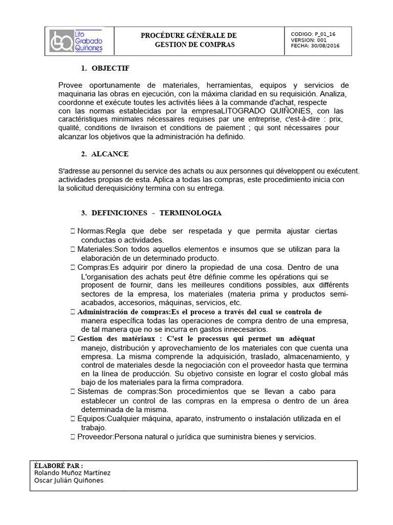 Procédure D'achats | PDF
