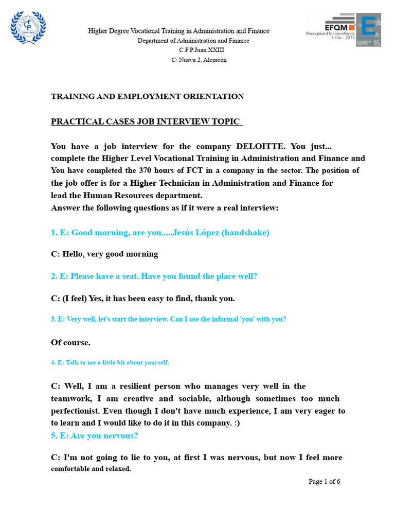 Practical Cases Individual Interview | PDF | Vocational Education ...