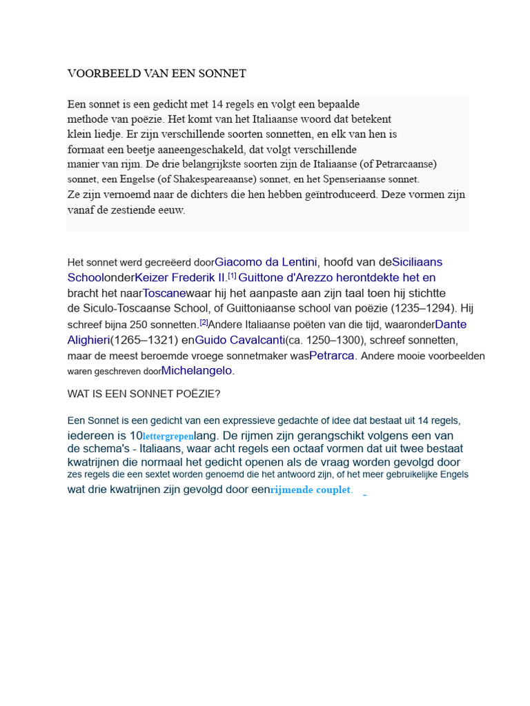 Voorbeeld Van Een Sonnet | PDF