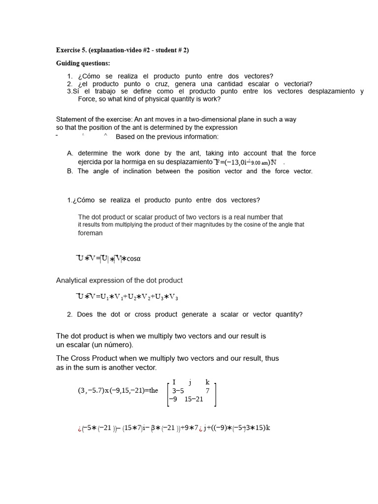 Vector Exercise Work | PDF | Euclidean Vector | Linear Algebra