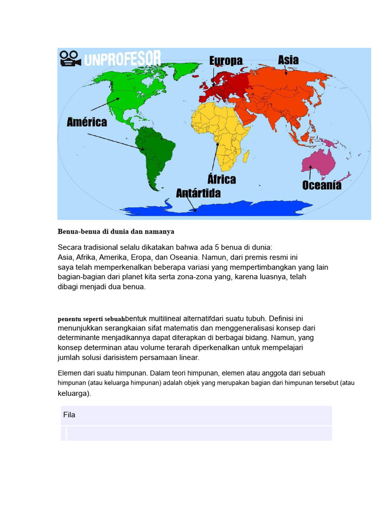 Benua-Benua di Dunia dan Variasinya | PDF