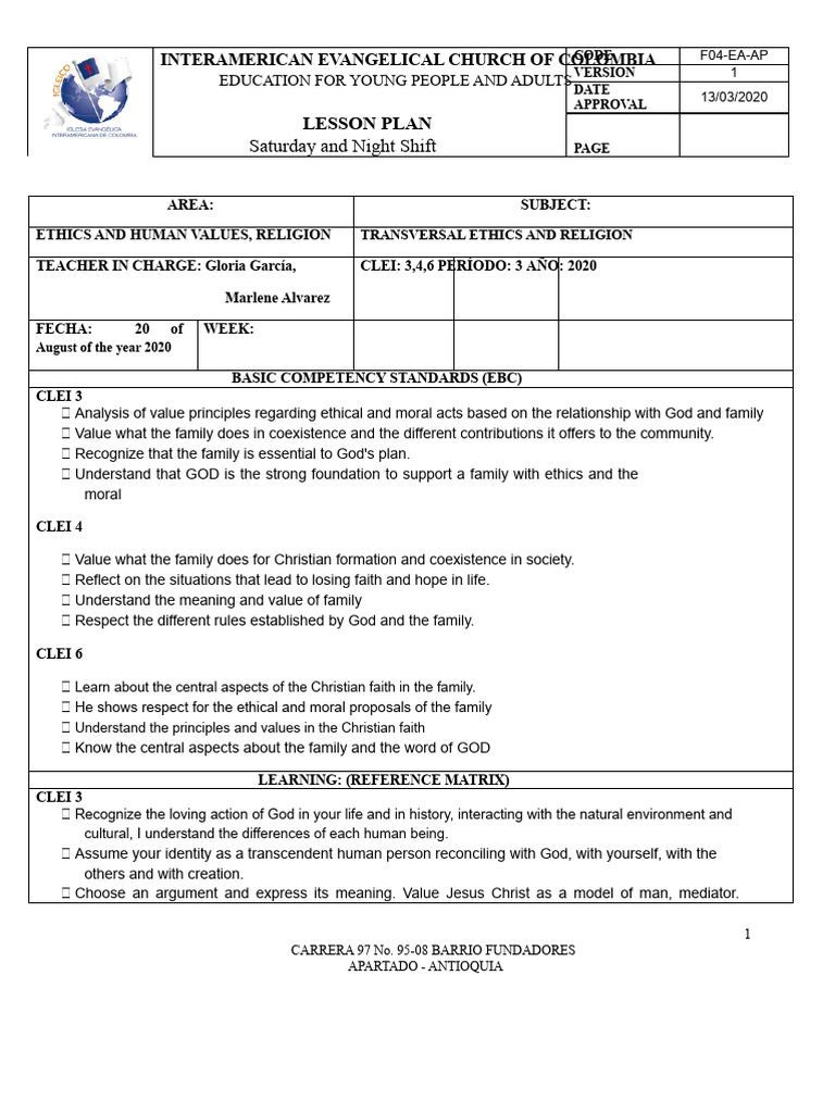 Ethics and Religion Lesson Plan | PDF | Value (Ethics) | Faith