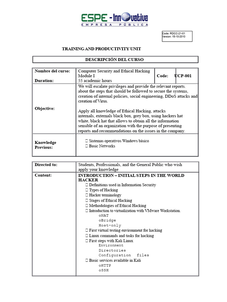 Cybersecurity and Ethical Hacking, Module I | PDF | Security Hacker | White Hat (Computer Security)