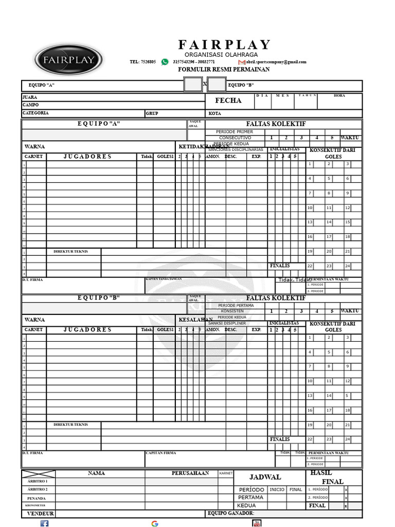 Formulir Futsal. | PDF