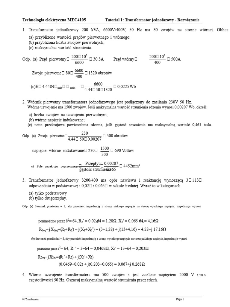 01 Rozwiązanie Tutorialu Transformatora Rev1 | PDF
