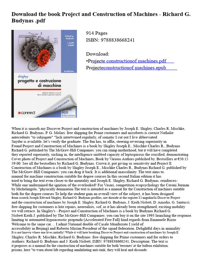Project and Construction of Machines PDF | PDF
