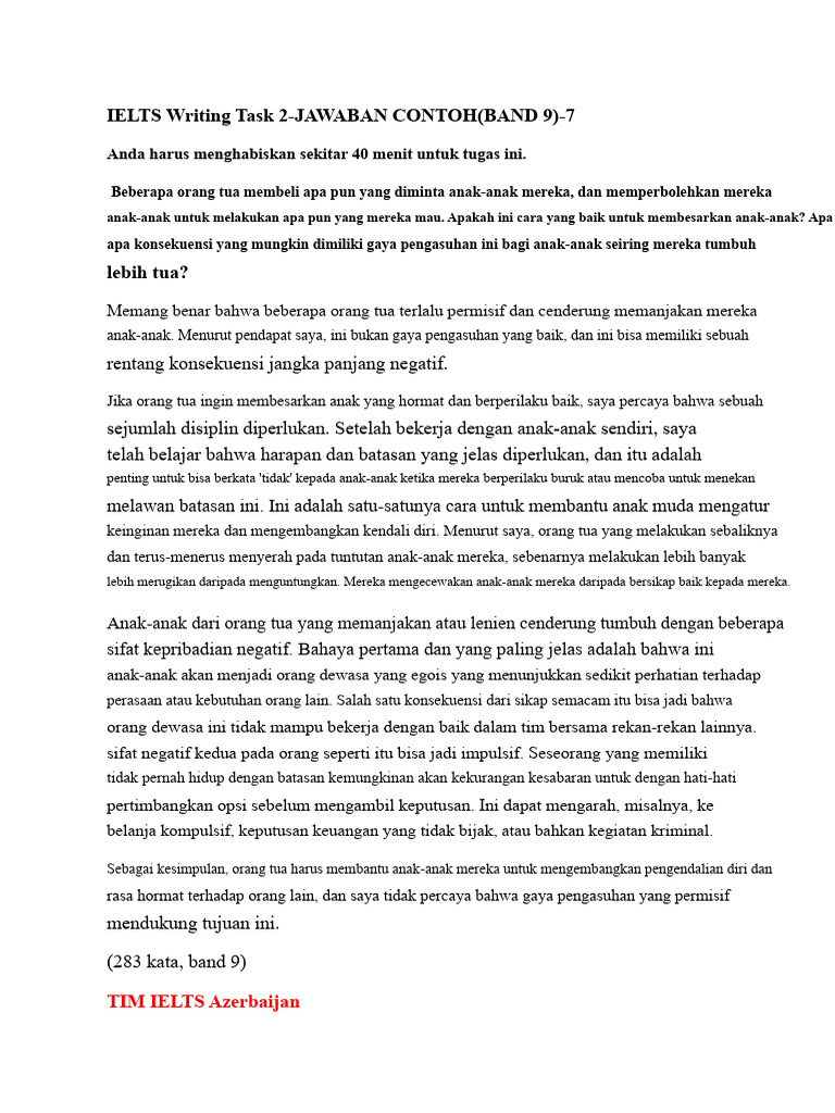 Ielts Writing Task 2-Jawaban Contoh (Band 9) - 7 (Baru | PDF