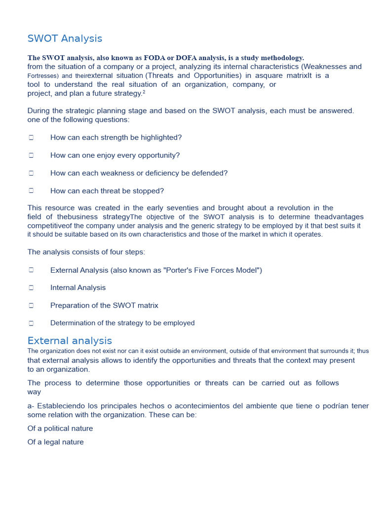 SWOT Analysis | PDF | Swot Analysis | Decision Making