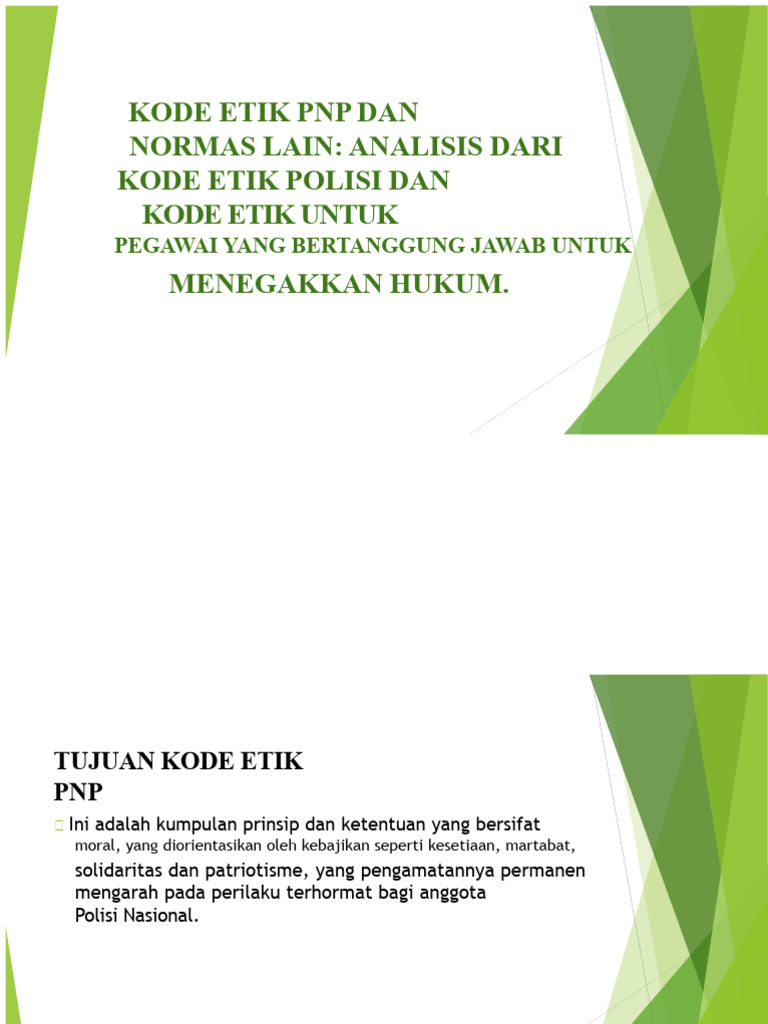 Kode Etik PNP: Prinsip dan Tanggung Jawab | PDF