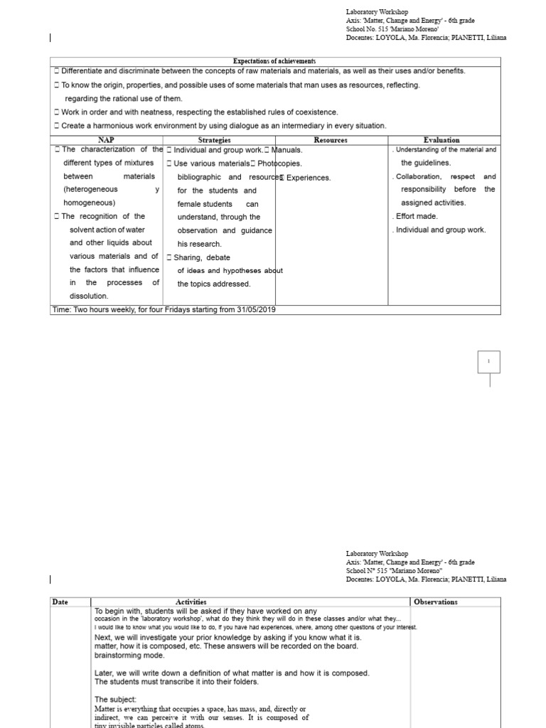 6th Grade Matter and Energy Workshop | PDF | Matter | Mixture