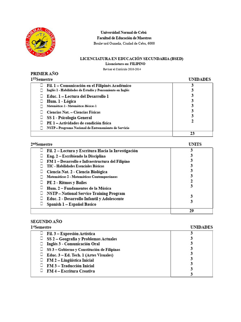 Bsed Filipino PDF | PDF | Enseñando | Plan de estudios