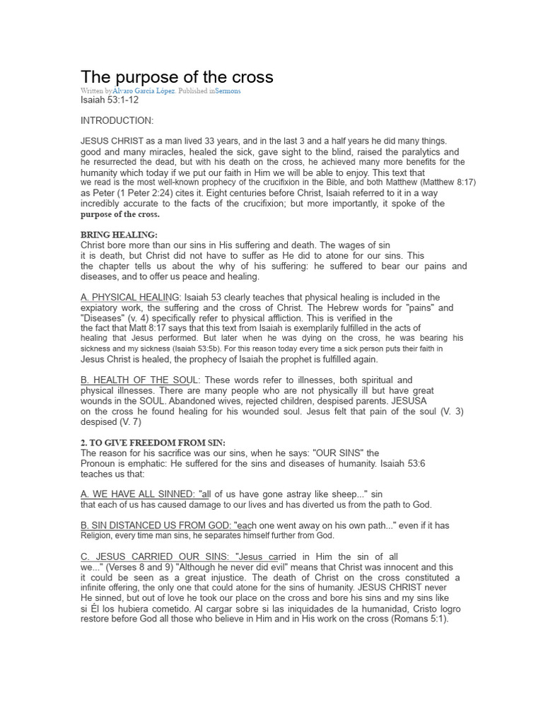 The Purpose of The Cross | PDF | Jesus | Resurrection Of Jesus