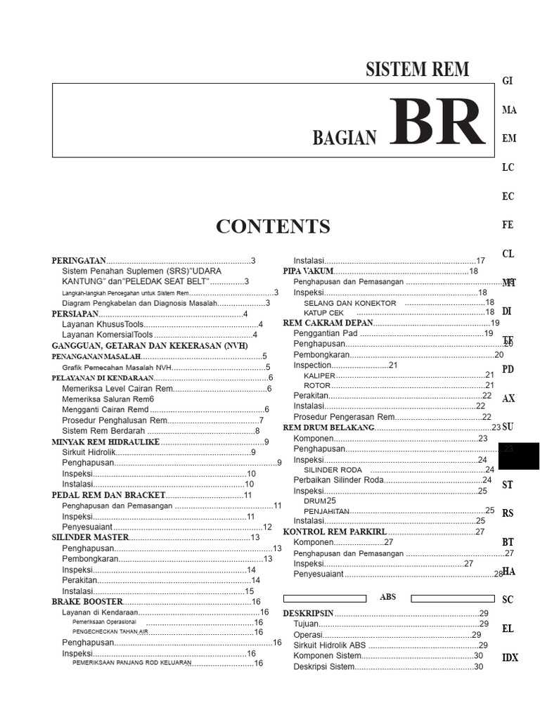 2000 Nissan Xterra Rem - Manual Servis | PDF