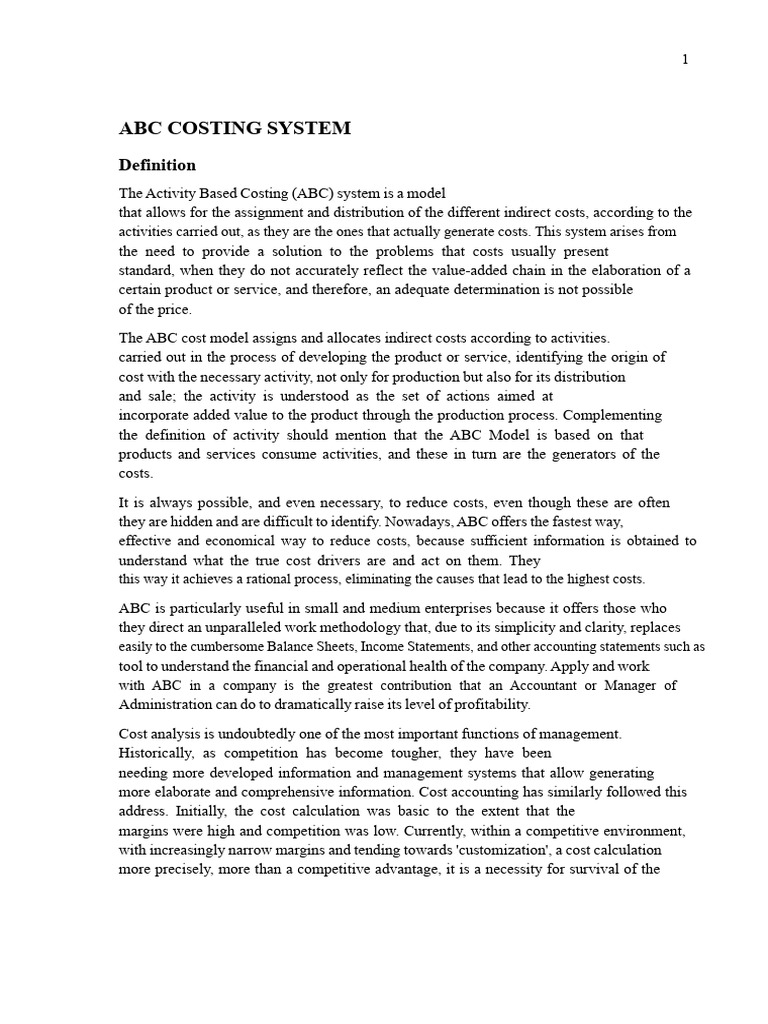ABC Costing System | PDF | System | Information