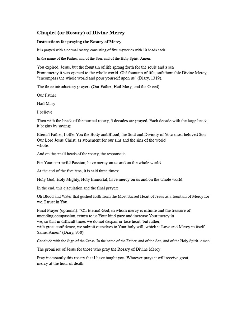 Rosary of Mercy | PDF | Rosary | Christian Belief And Doctrine