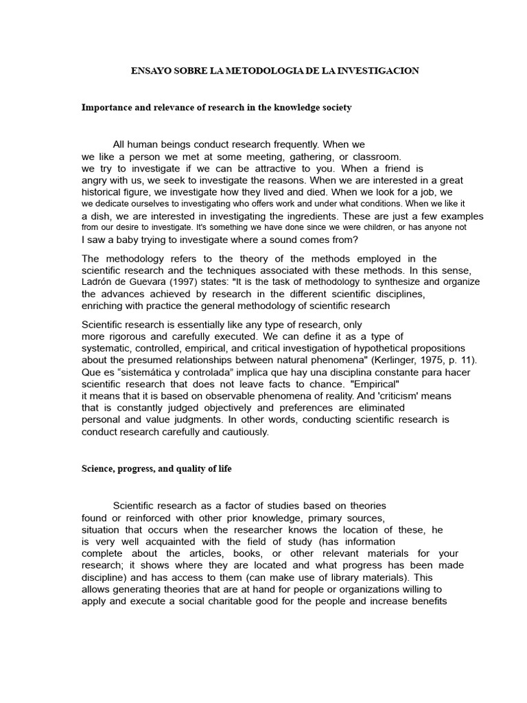 Essay On Research Methodology | PDF | Scientific Method | Methodology