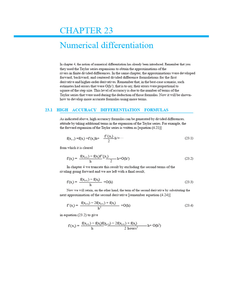 High Accuracy Numerical Differentiation | PDF | Integral | Finite ...