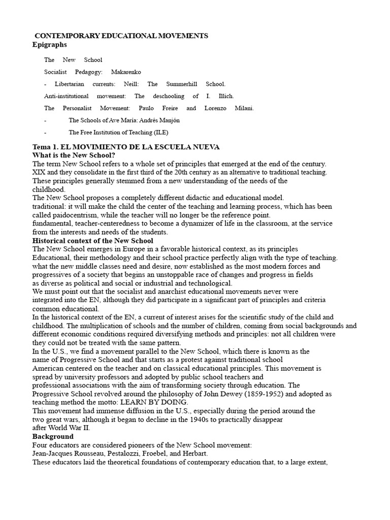5 - Contemporary Educational Movements | PDF | Pedagogy | Liberal Arts ...