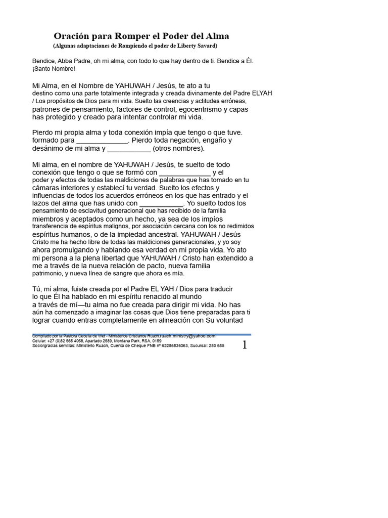 Folleto de Oración de Poder Del Alma Rompedor | PDF | Dios | Alma