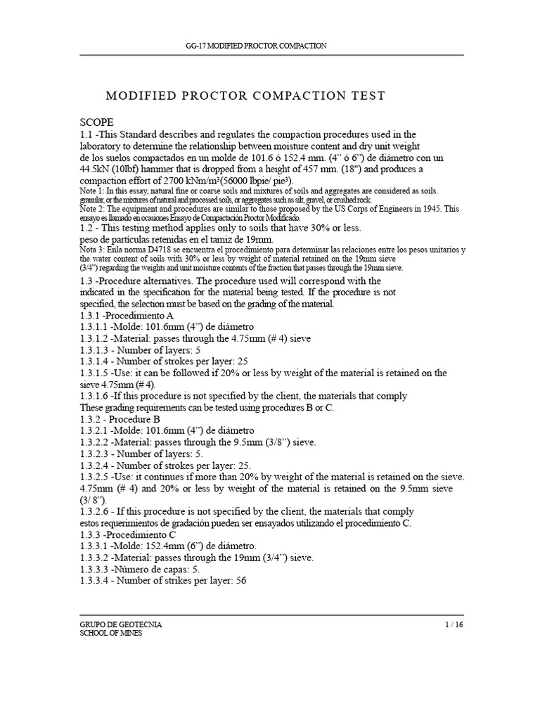 AASHTO T180 Modified Proctor | PDF | Natural Materials | Soil