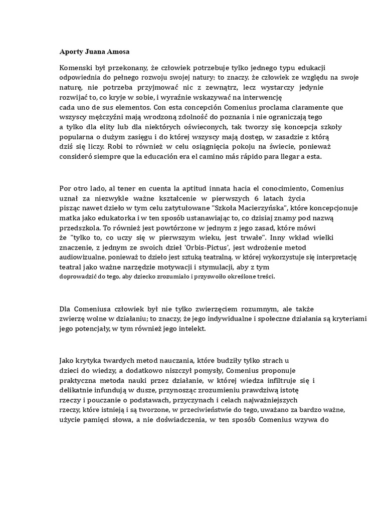 Wkład Juana Amosa Komeńskiego - 2019 | PDF