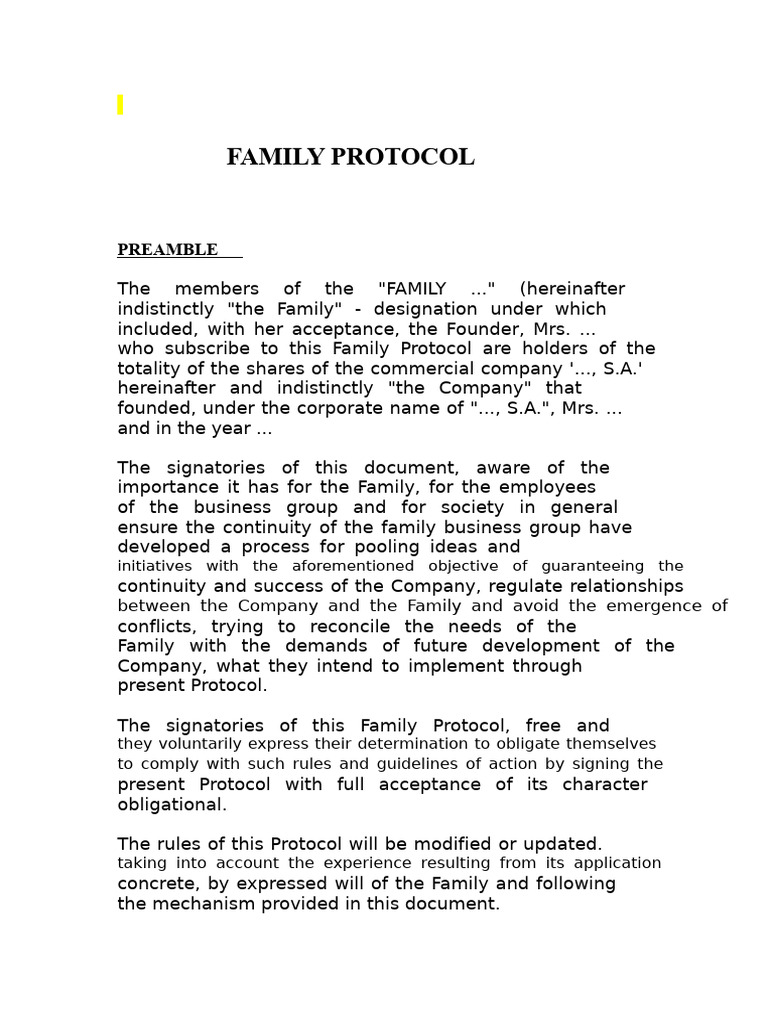 Family Business Protocol Overview | PDF | Treaty | Arbitration
