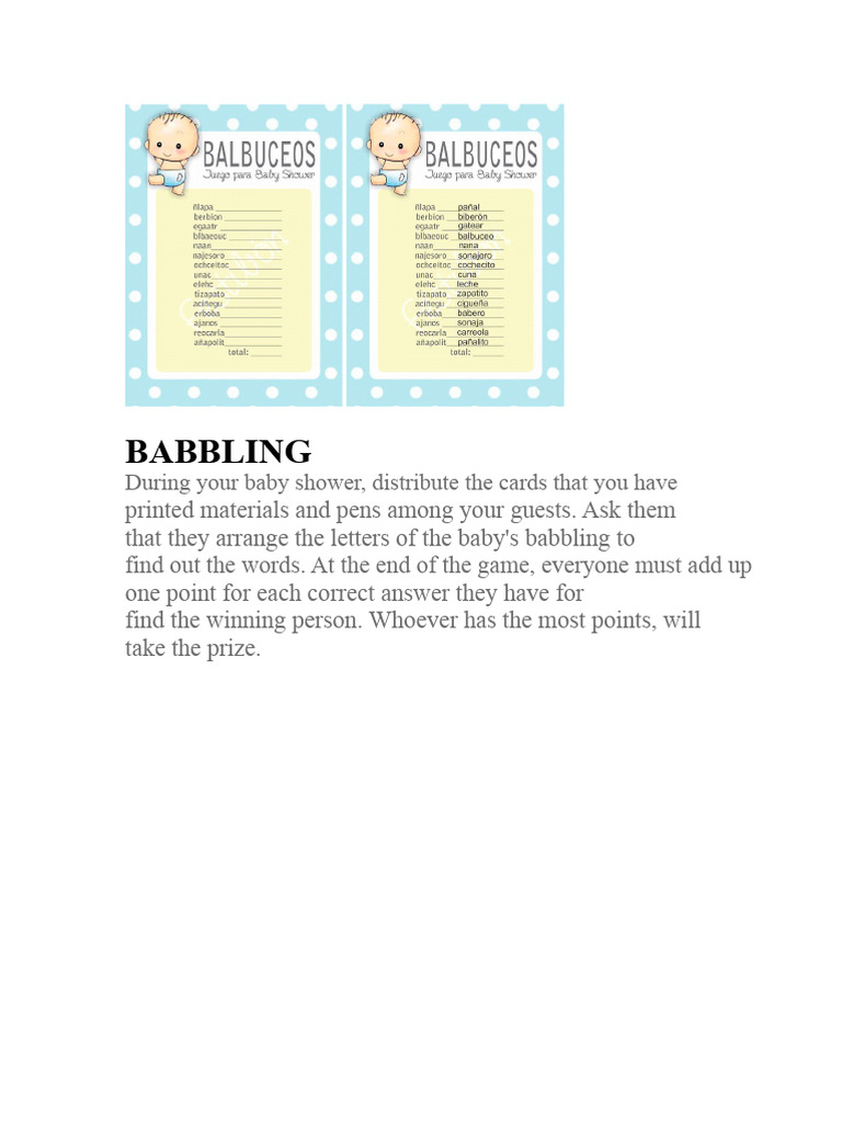 Print Baby Shower Games | PDF