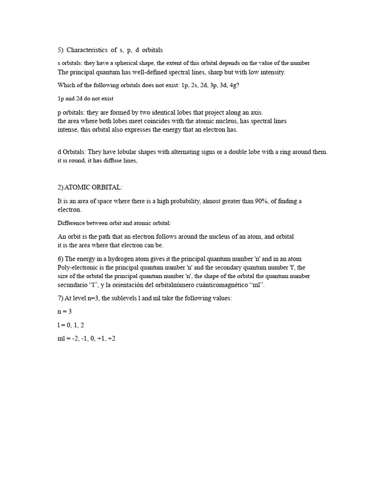 Characteristics of Atomic Orbitals | PDF