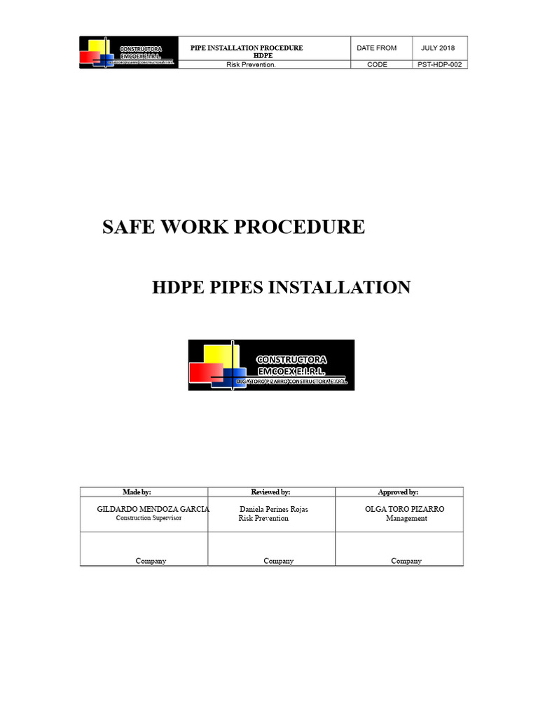 PST Installation of Hdpe Pipes | PDF | Pipe (Fluid Conveyance) | Welding