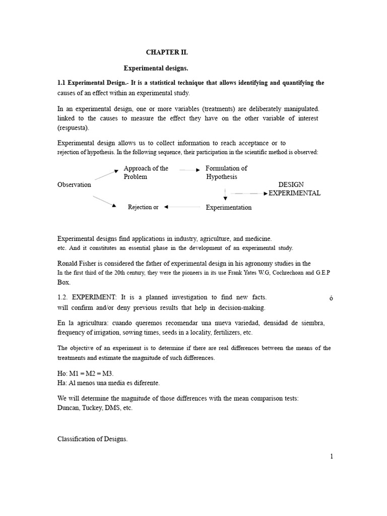 CHAPTER - I - Experimental Designs | PDF | Experiment | Variance