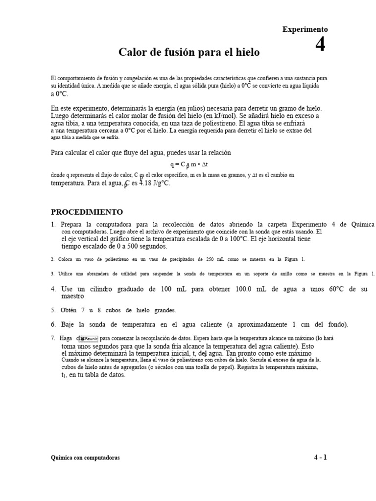 Laboratorio 1 Calor de Fusión | PDF | Derritiendo | Calor