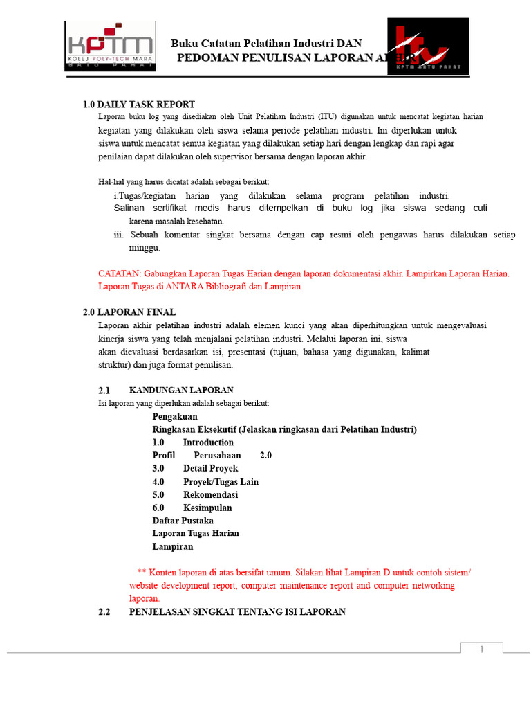 Pedoman Laporan Akhir | PDF