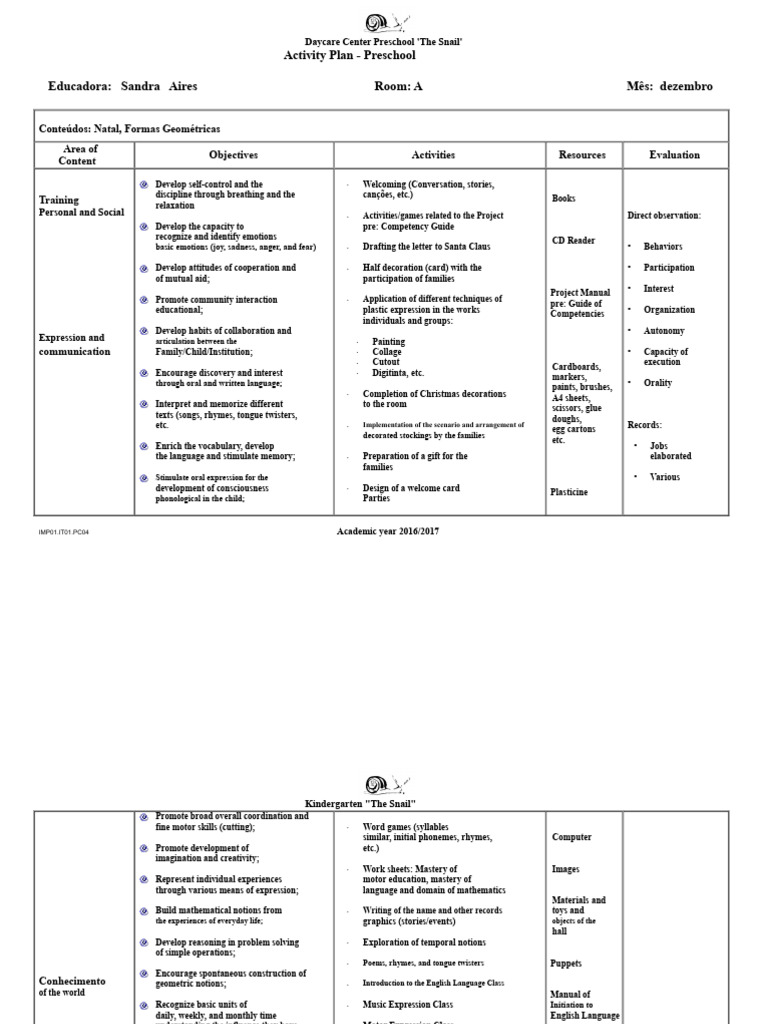 Activity Plan December PDF | PDF | Emotions | Learning