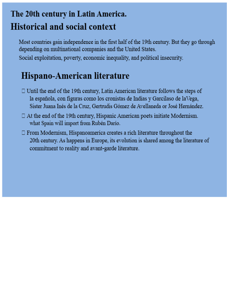 Unit 15 - Hispanic American Literature in The 20th Century | PDF ...