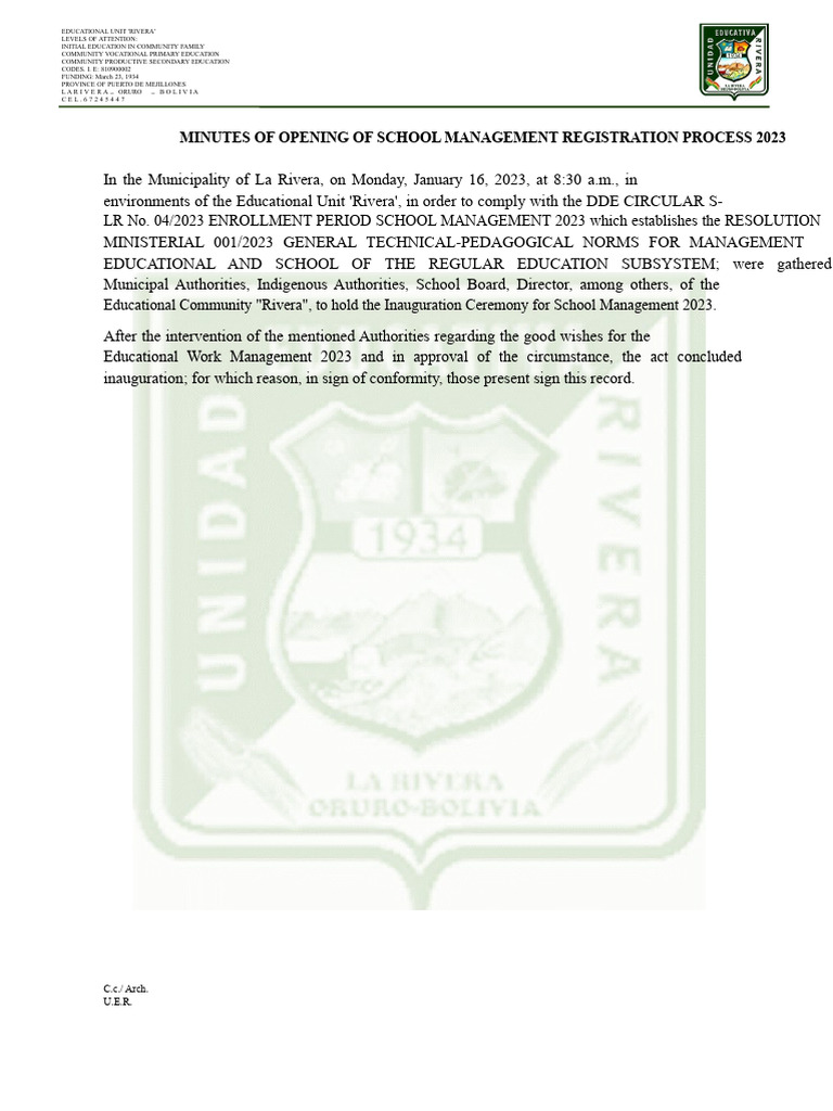 Act of Opening Registration Process | PDF