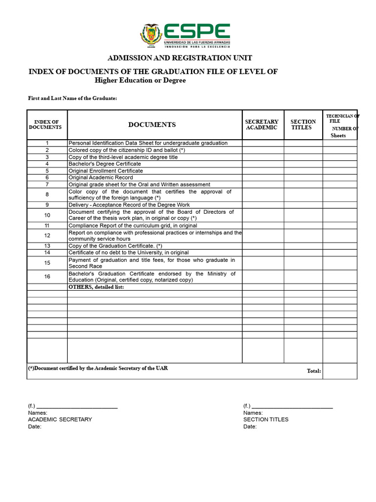 Index Sheet For Files | PDF | Academic Degree | Identity Document